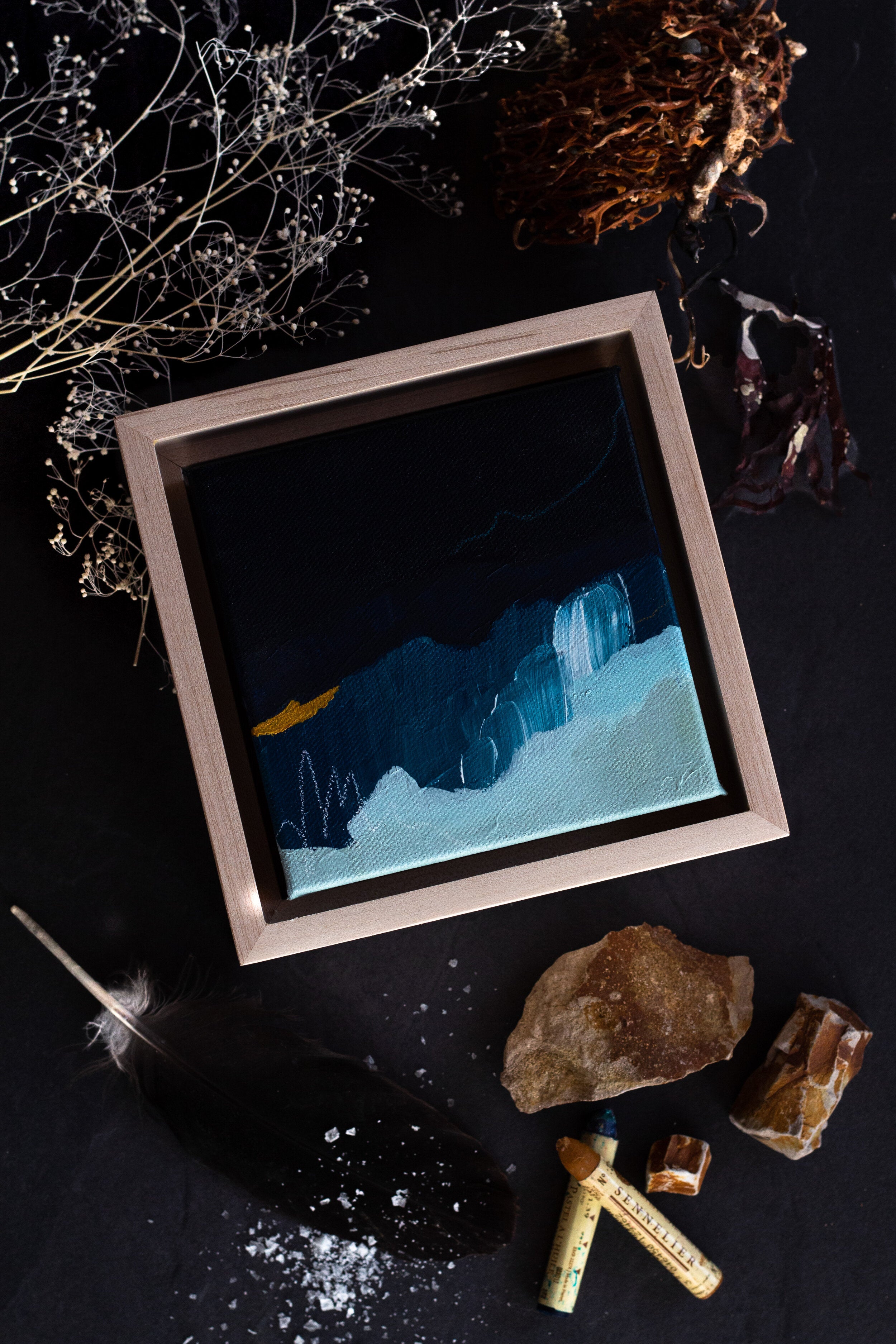 "Sea Level" original 5"x5" framed painting – Kayla King Art