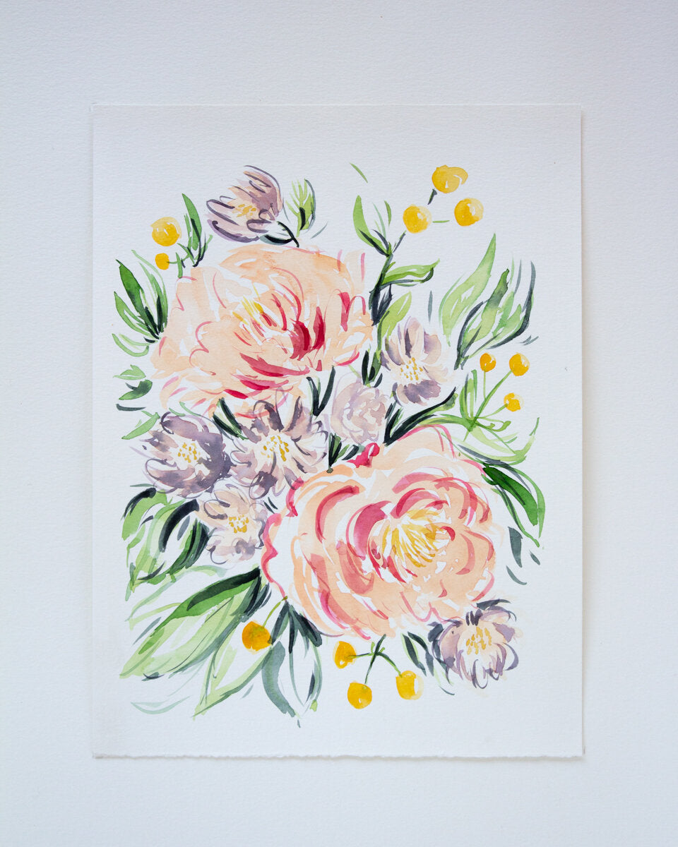 Peony Dreams 1 - 9" x 12" Original Painting – Kayla King Art